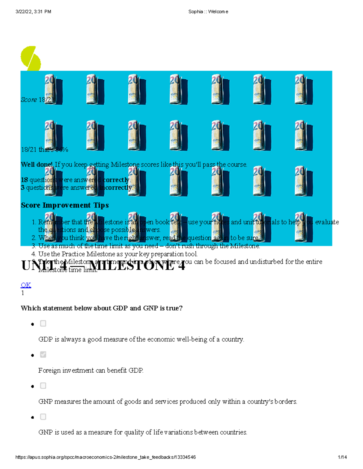 Macroeconomics milestone unit 4 - UNIT 4 — MILESTONE 4 Score 18/ 18/21 ...