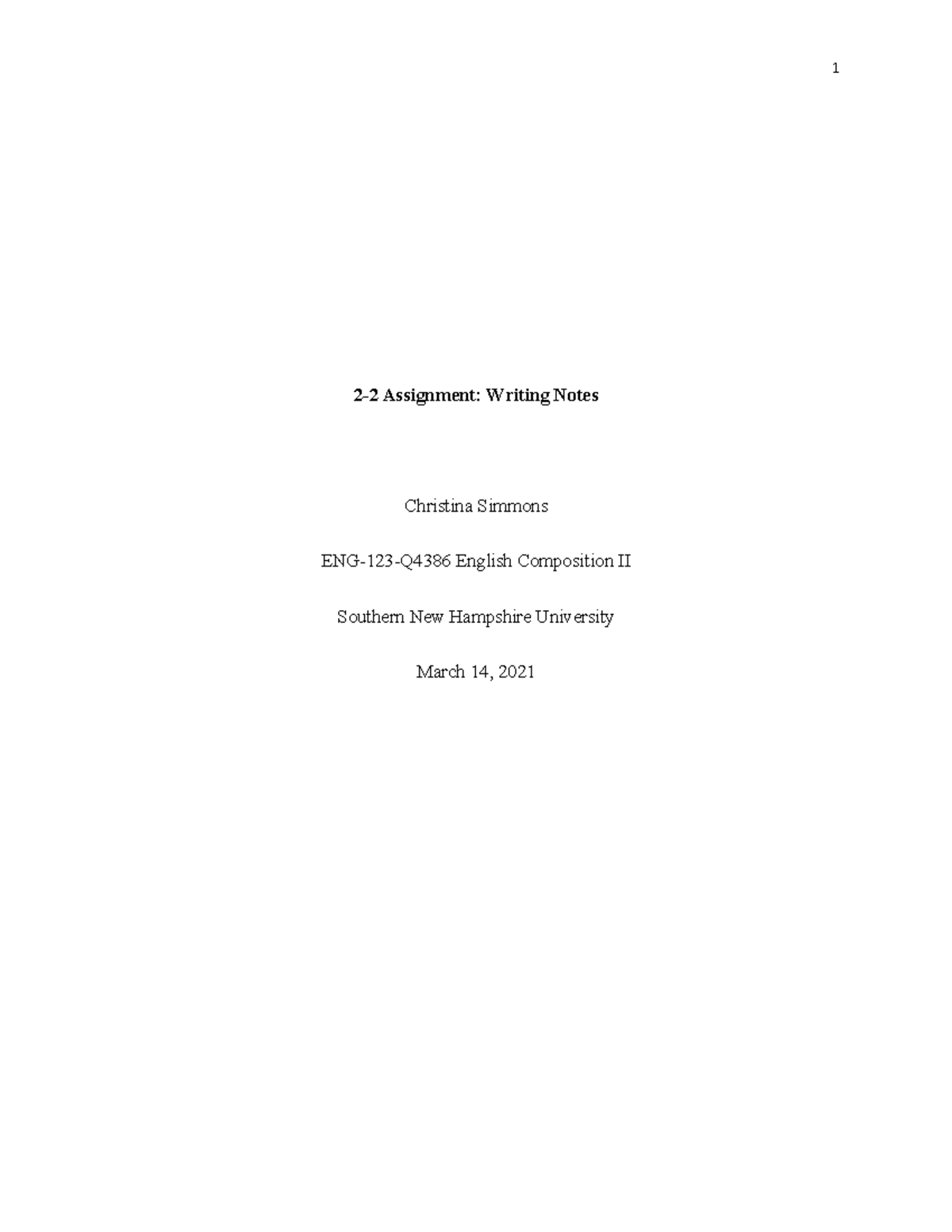 2-2 Assignment - Writing Notes - 2-2 Assignment: Writing Notes ...