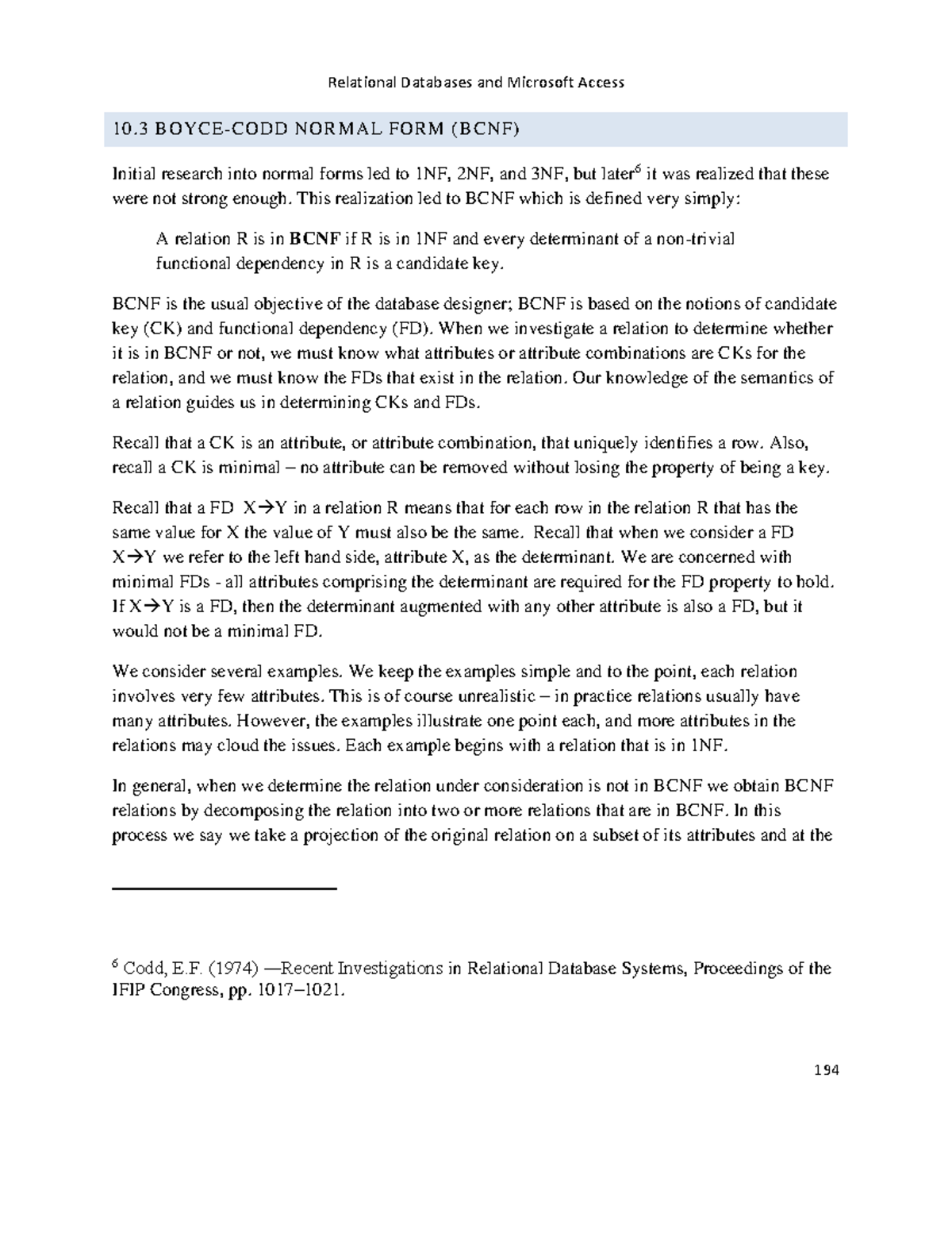 10.3 Boyce-Codd Normal Form (Bcnf) - 10 BOYCE-CODD NORMAL FORM ( BCNF ...