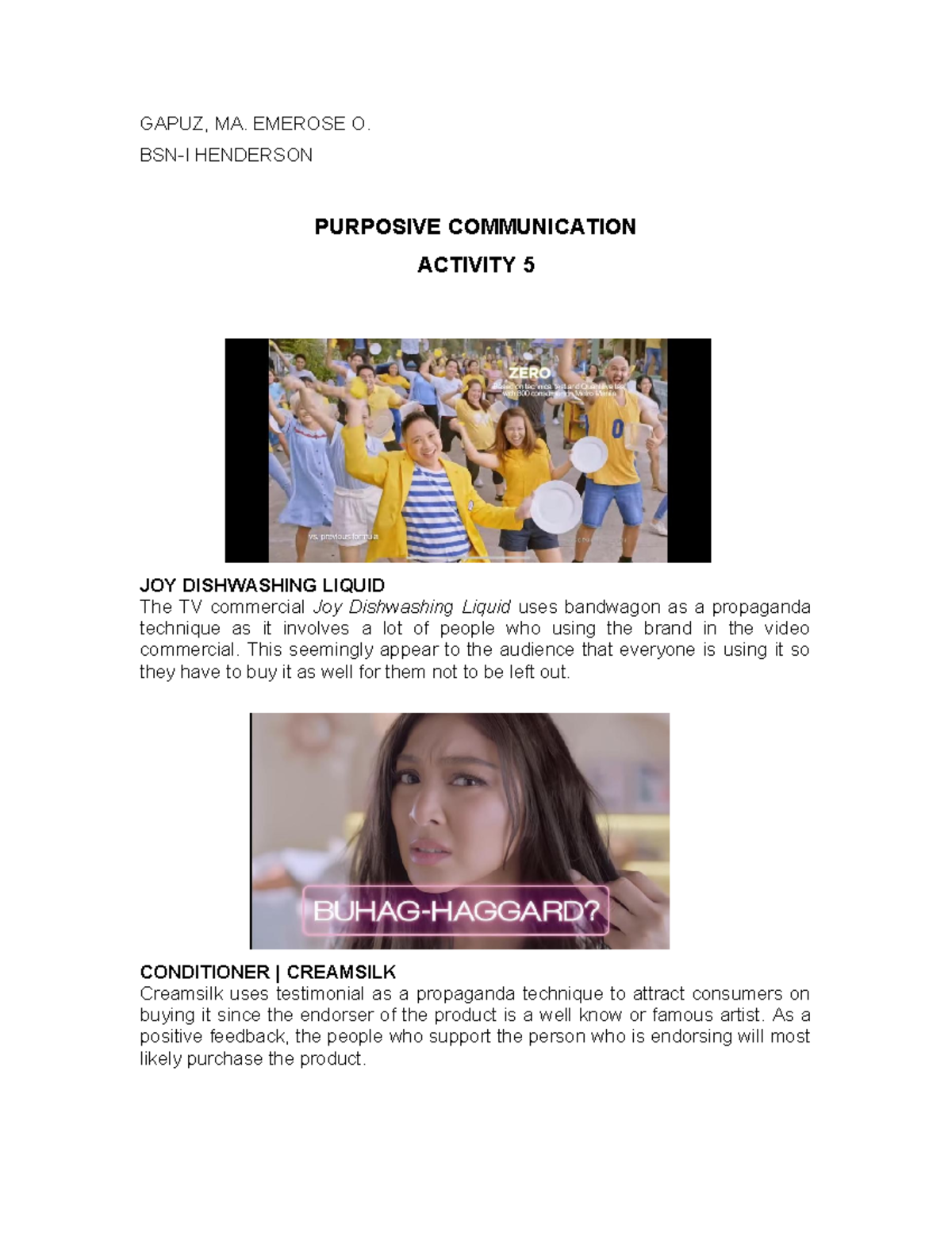 Purcom ACT 5 - Purposive Communication - GAPUZ, MA. EMEROSE O. BSN-I ...