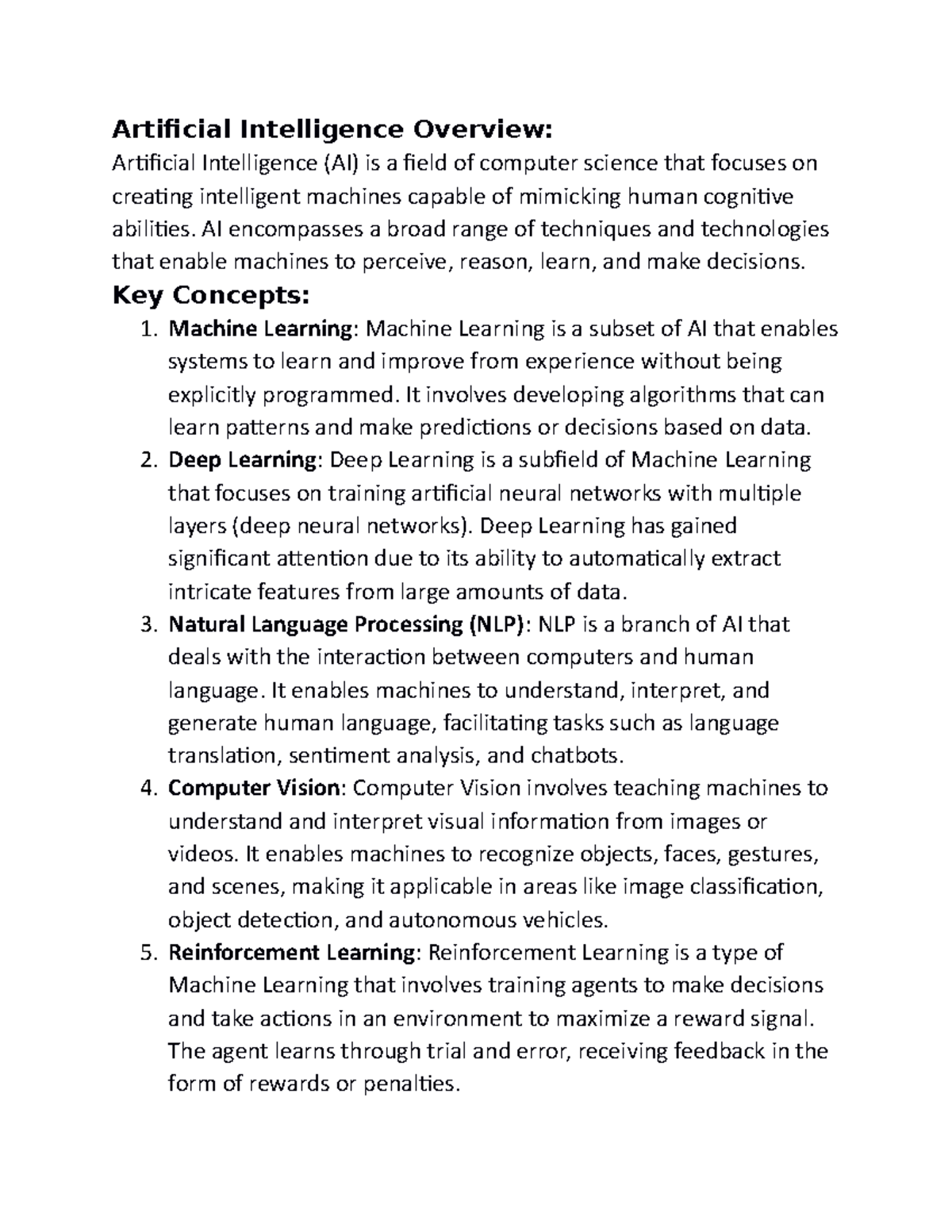 AI and Machine Learning - Artificial Intelligence Overview: Artificial ...