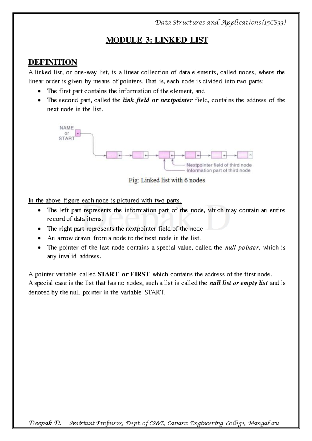 Dsa Iii Sem Mod 3 Simplifiedvtunetwork Module 3 Linked List