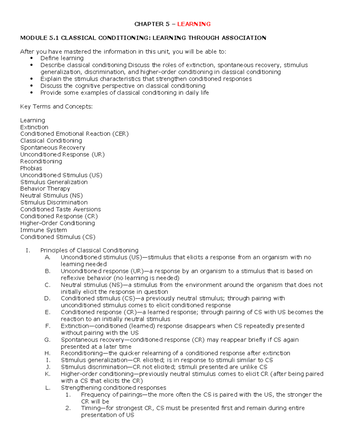 Ch05 Learning - Modern-Psychology - CHAPTER 5 – LEARNING MODULE 5 ...