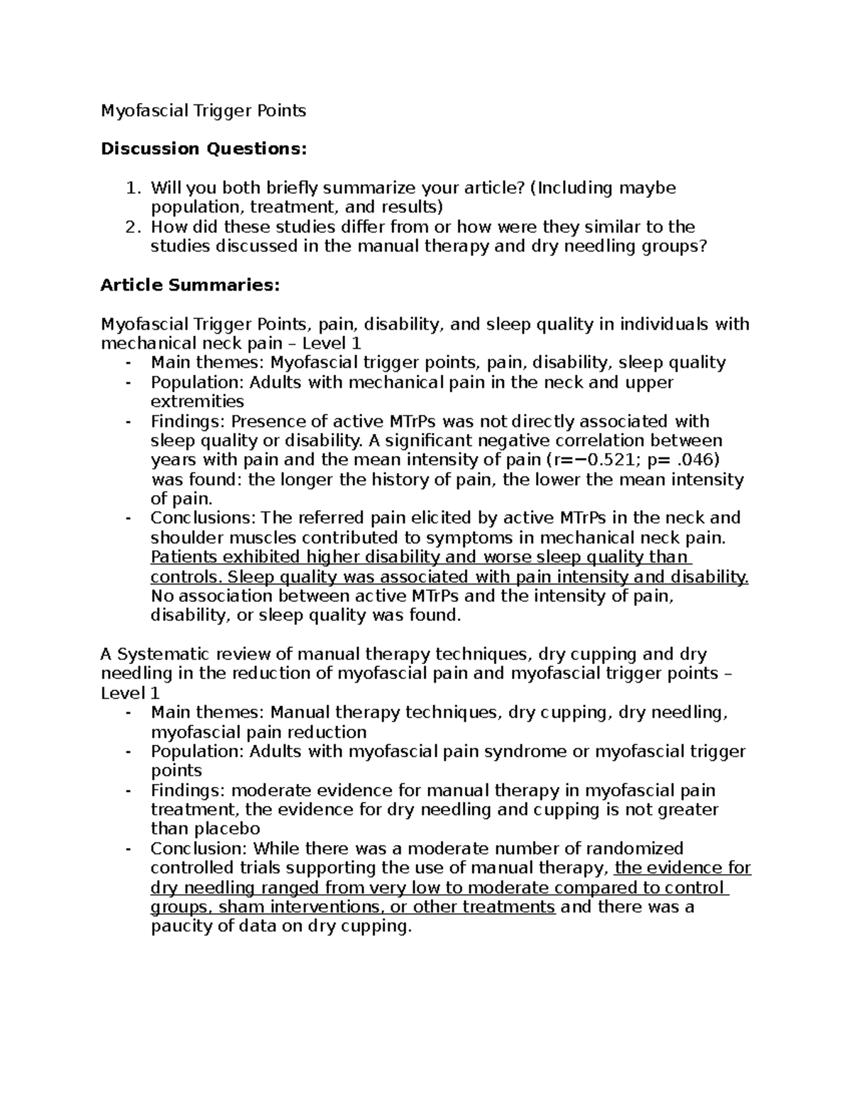 Myofascial Trigger Point Group - Myofascial Trigger Points Discussion ...