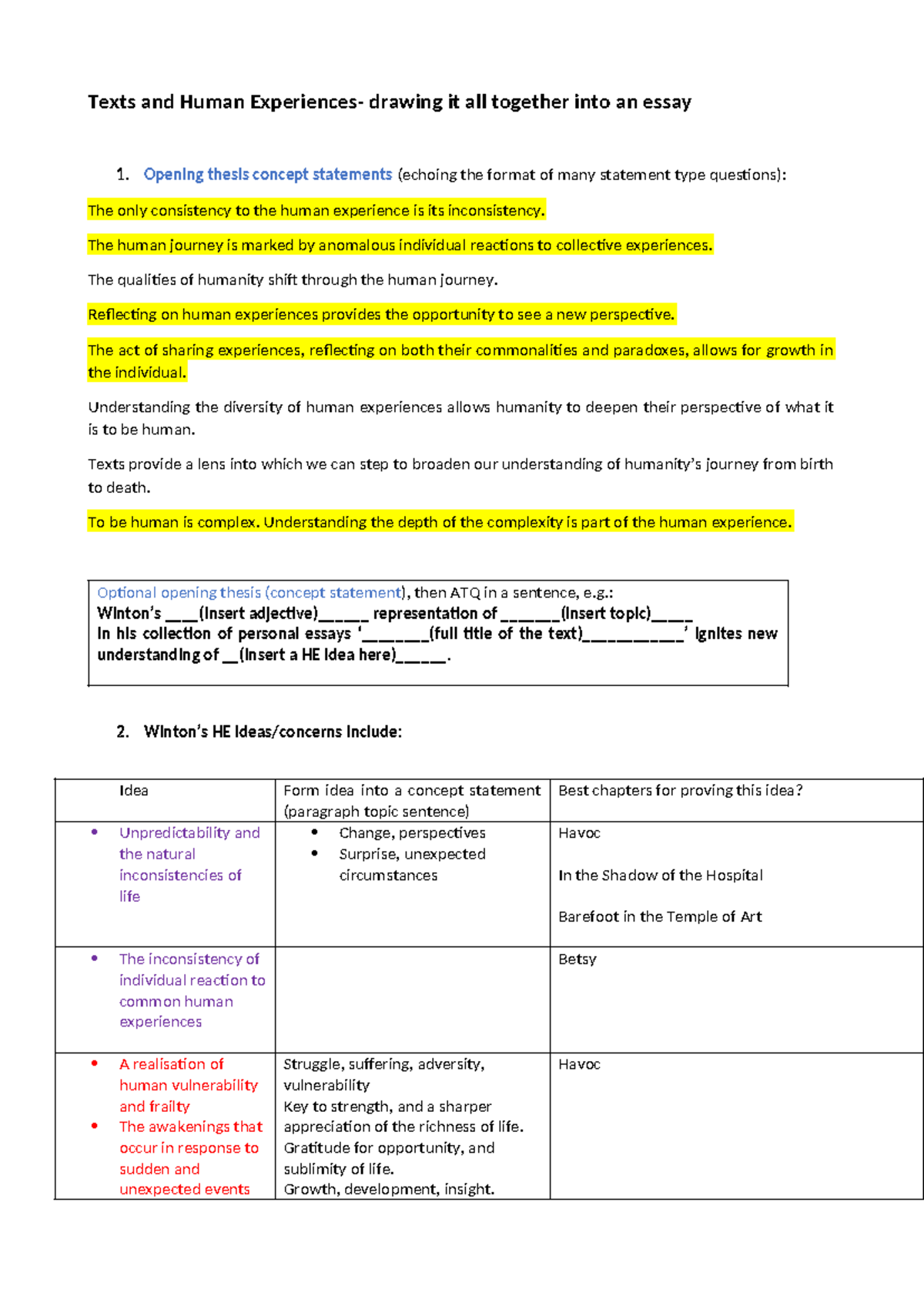 3. Summarising and essay writing with Suggested Chapters - Texts and ...