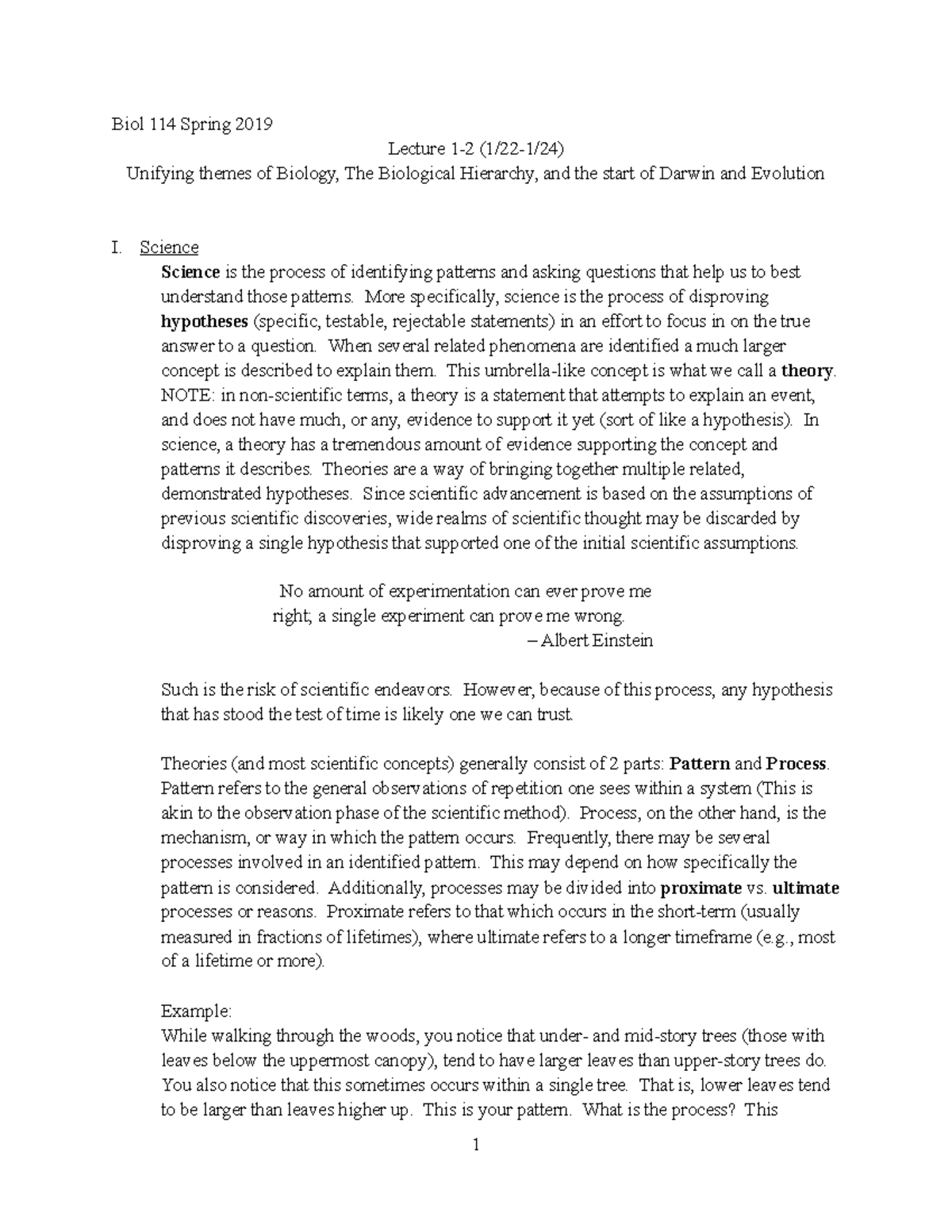 Lecture 1 2 Unifying Themes Hierarchy And Intro To Evolution Biol 114 Spring 2019 Lecture