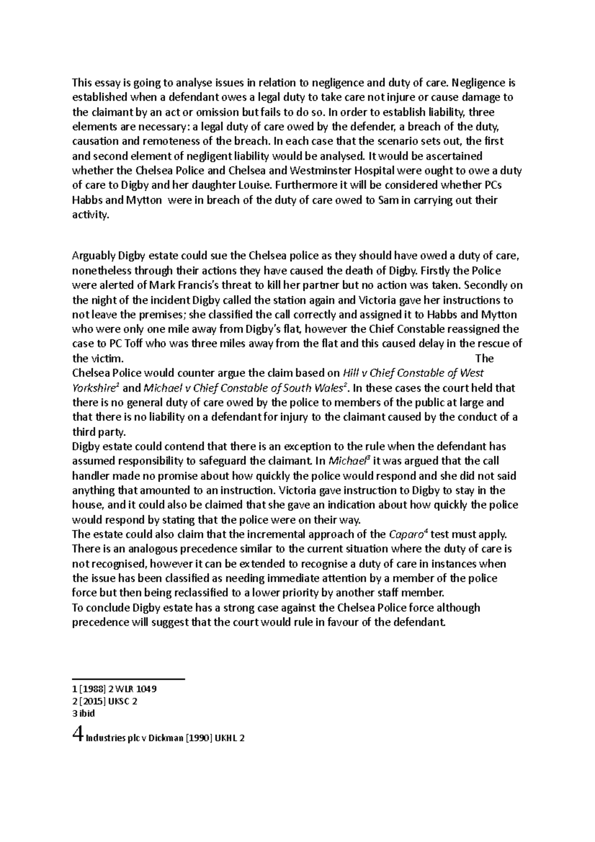 Tort law formative - ESSAY - This essay is going to analyse issues in ... Tort law formative - ESSAY - This essay is going to analyse issues in ...