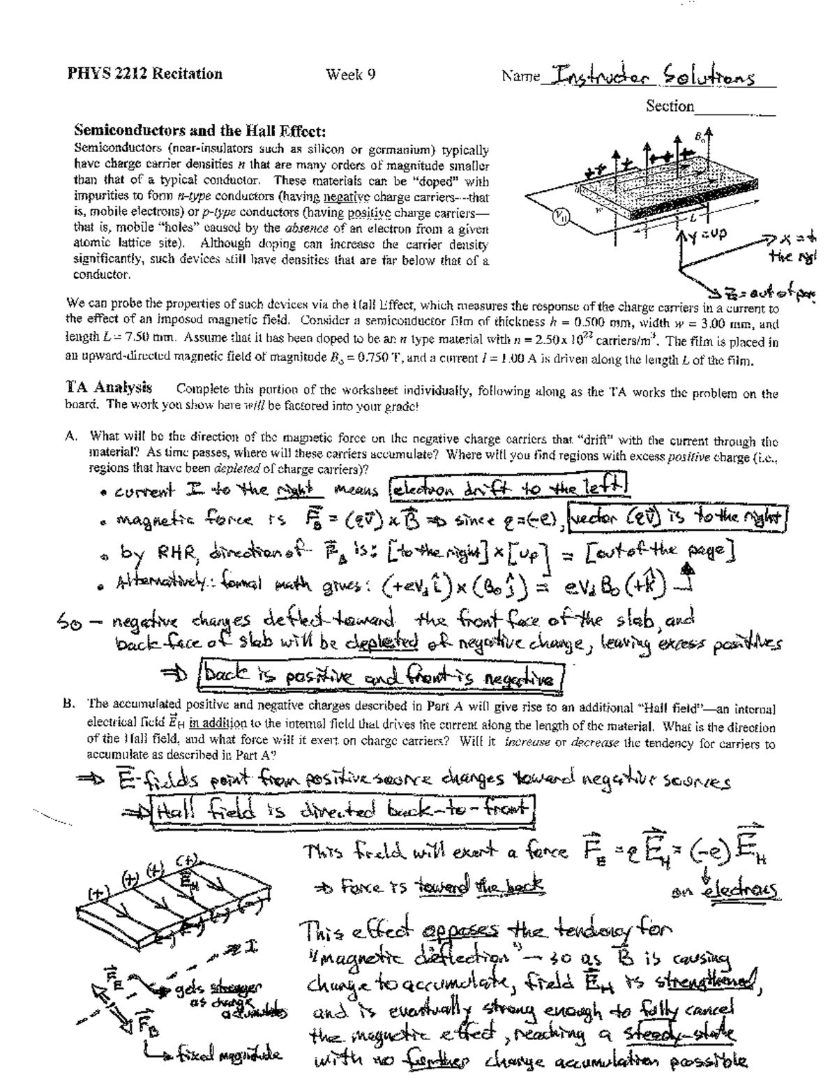 Physics 2212 - The Hall Effect - PHYS 2212 - Studocu