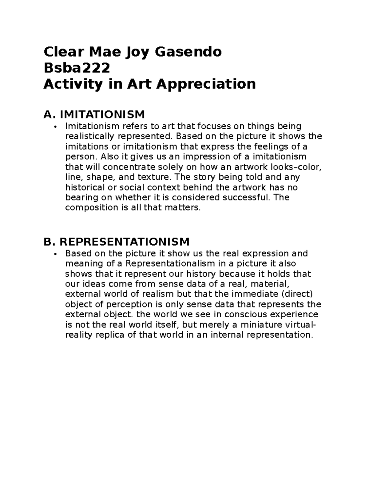 ART Appreciation copy - Math - Clear Mae Joy Gasendo Bsba Activity in ...