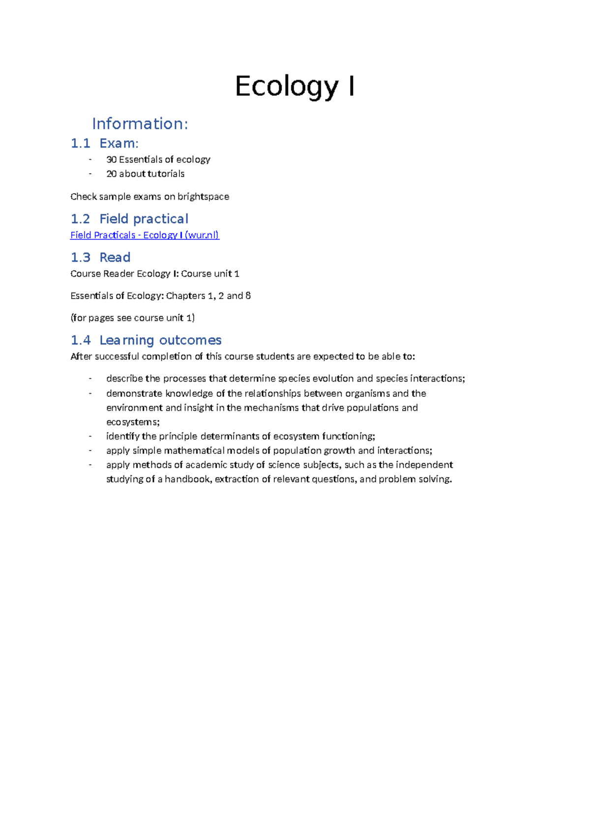 Ecology-I-Notes - This are notes from the lectures - Ecology I ...