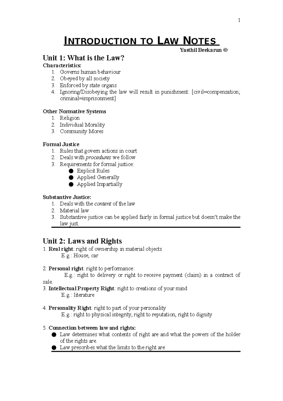 ILW-study-notes - Legal Theory 1 notes - INTRODUCTION TO LAW NOTES ...