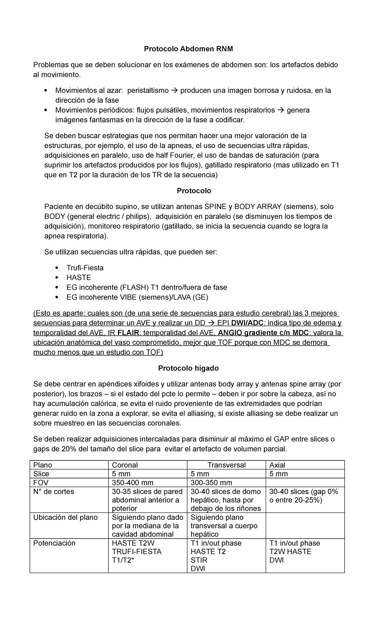 13 Protocolos de Abdomen RM - Protocolo Abdomen RNM Problemas que se deben solucionar en los ...