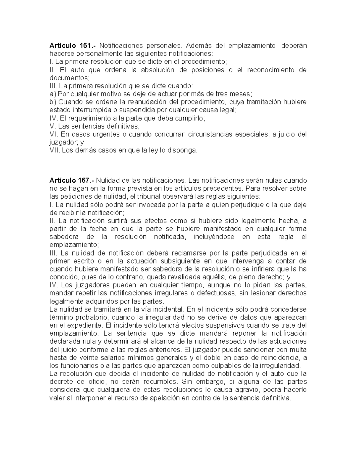 Artículo 151 Y 167 - articulos del codigo civil - Artículo 151 ...