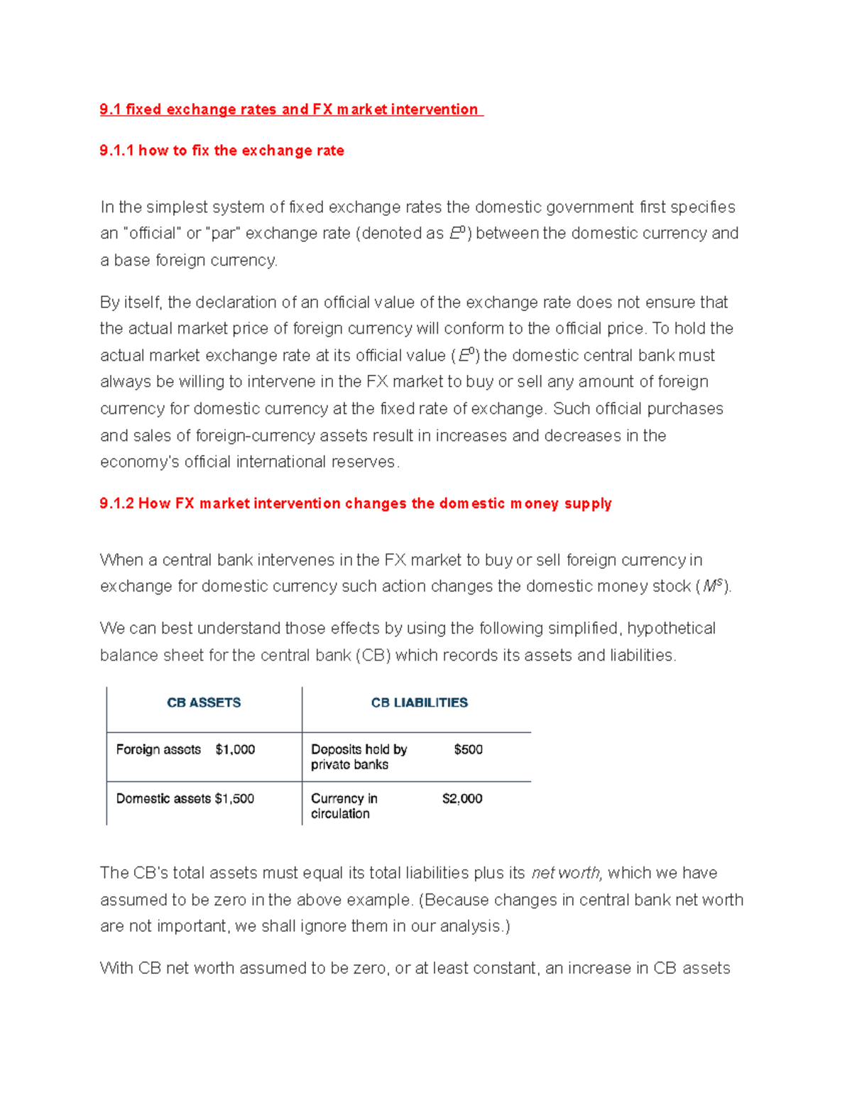 Lesson 9 - Fixed exchange rates and foreign exchange intervention - 9 ...