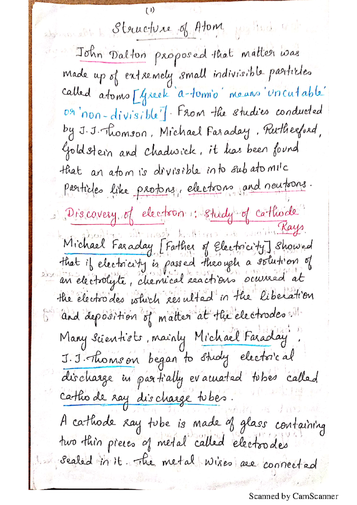 Lesson 2 Structure of Atom (full notes) - BSc Chemistry - Studocu