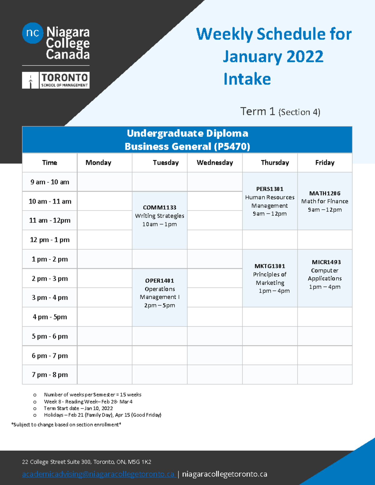 NCT-Schedule - Term 1 Section 4 Bus Gen (1) - Weekly Schedule for ...