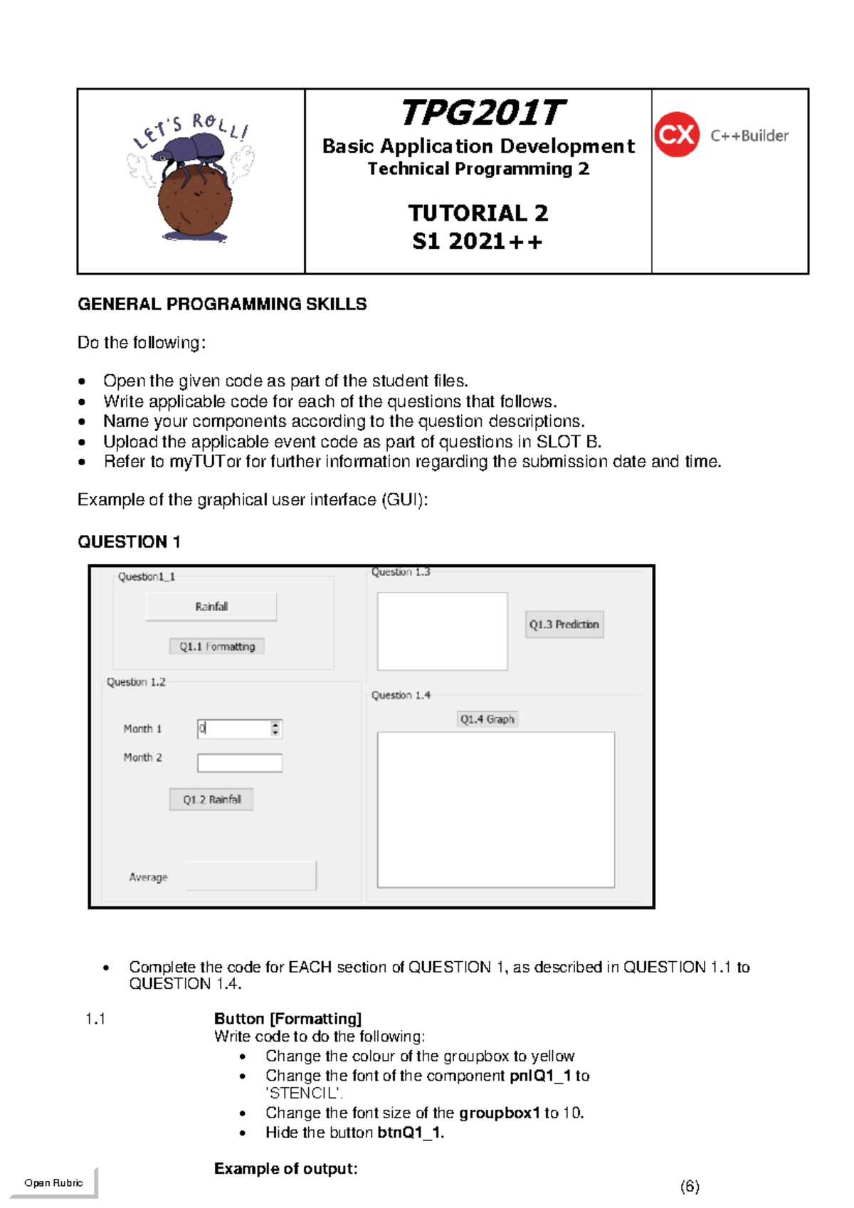 Tpg201t Tutorial 2 S1 20211 Tpg201t Basic Application Development Technical Programming 2