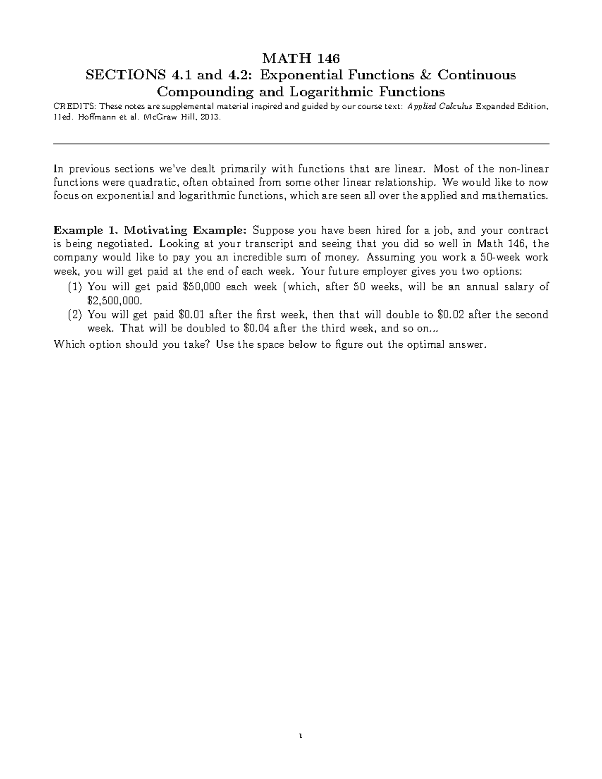 4.1 and 4.2 note - MATH 146 SECTIONS 4 and 4: Exponential Functions ...