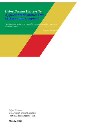 Aplied maths 2 - applied - Ambo University Department of Mathematics ...