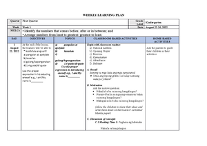 March 4, 2024 - Semi-Detailed Lesson plans - Republic of the ...