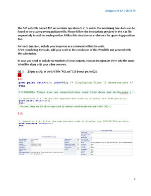 M9 - M9 Assignment - **Q1; **** Write the proc sql statements to create a table merging the ...
