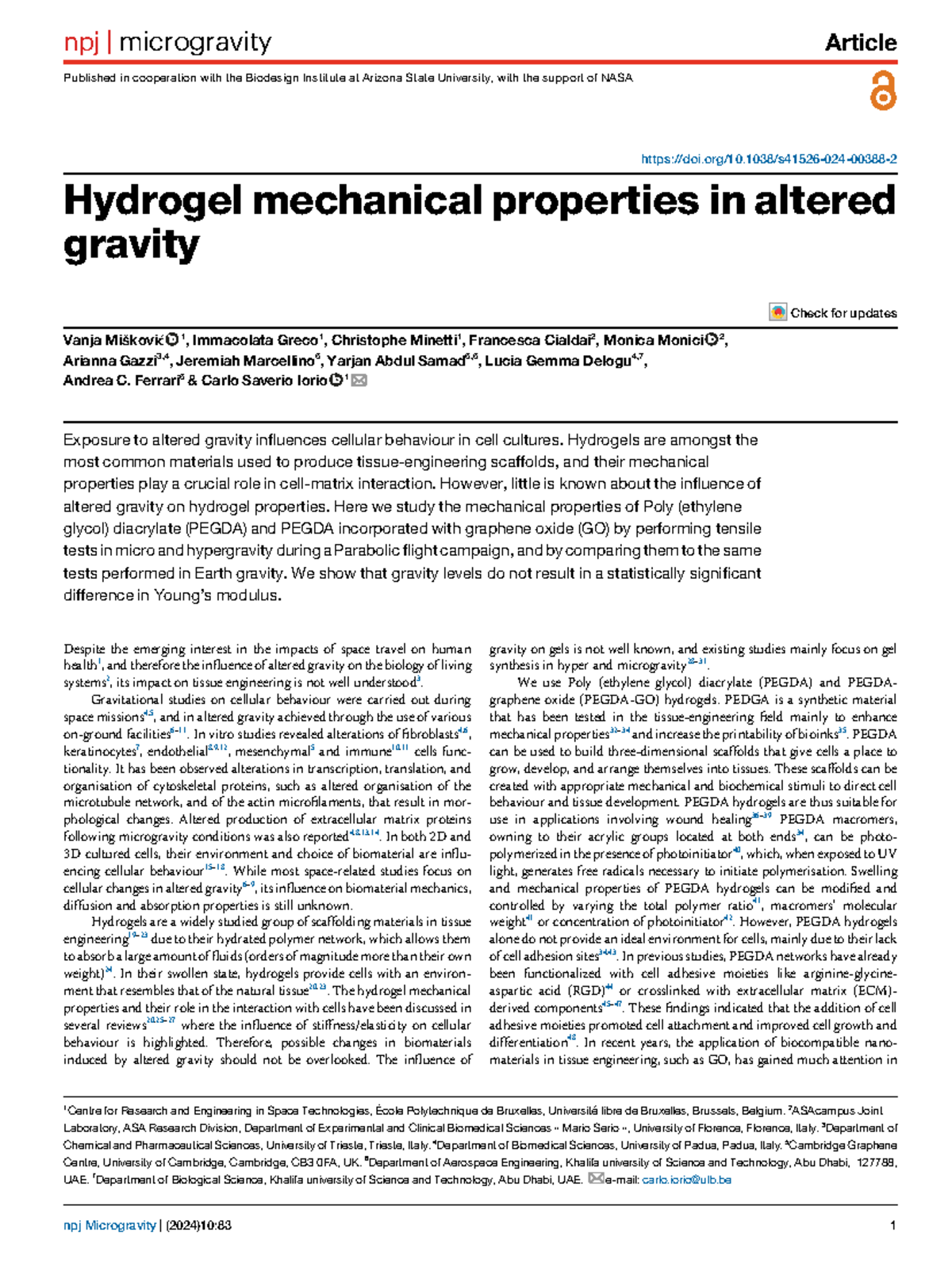 Graphene- nanomaterial - npj | microgravity Article Published in ...