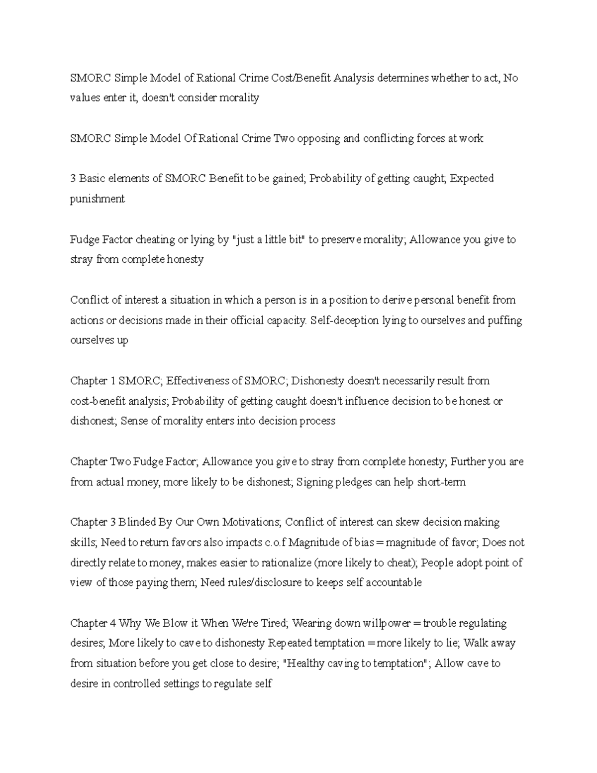 MGT 16 Midterm - SMORC Simple Model of Rational Crime Cost/Benefit ...