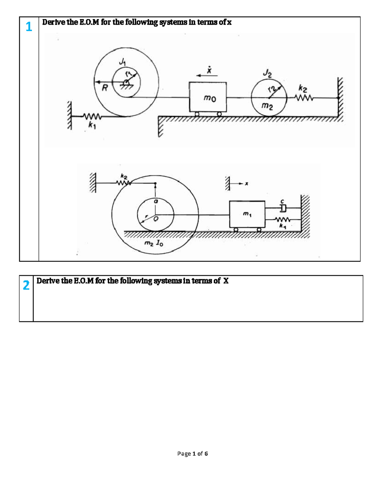 Assignment Auto May2024 - 1 Derive the E.O for the following systems in terms of x 2 Derive the ...