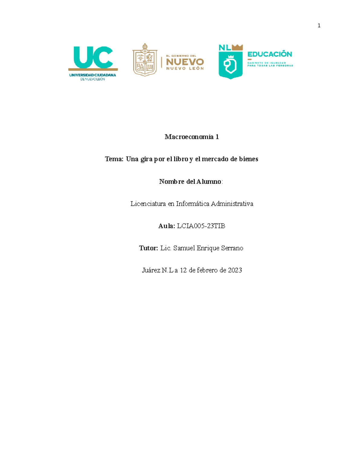 Macroeconomía una gira por el libro - Macroeconomía 1 Tema: Una gira ...