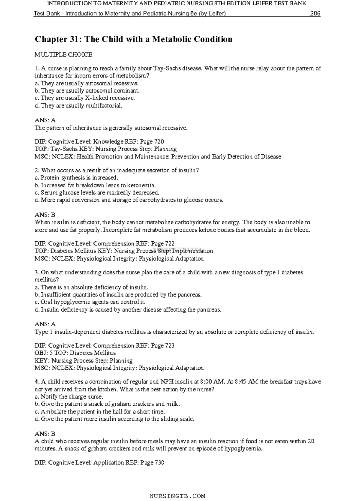 TB-Chapter 31 The Child with a Metabolic Condition - NURSINGTB Chapter ...