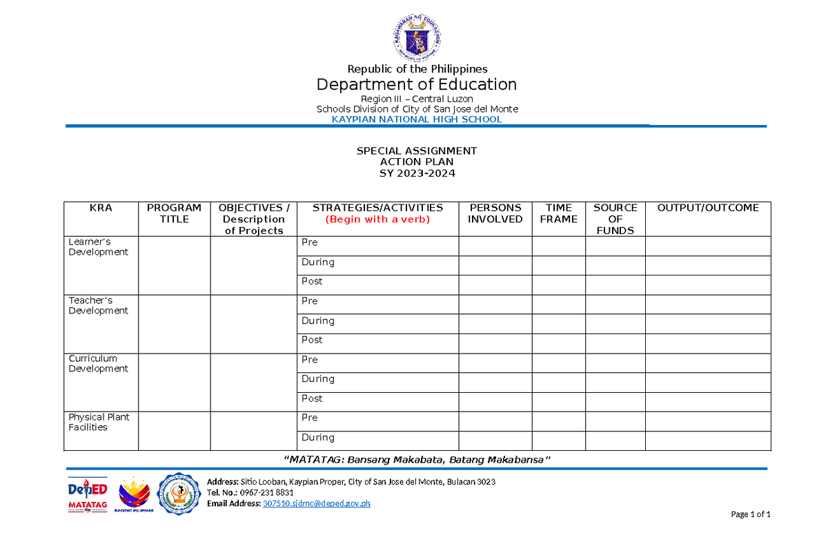 Action-Plan - A template for outlining program details and objectives ...