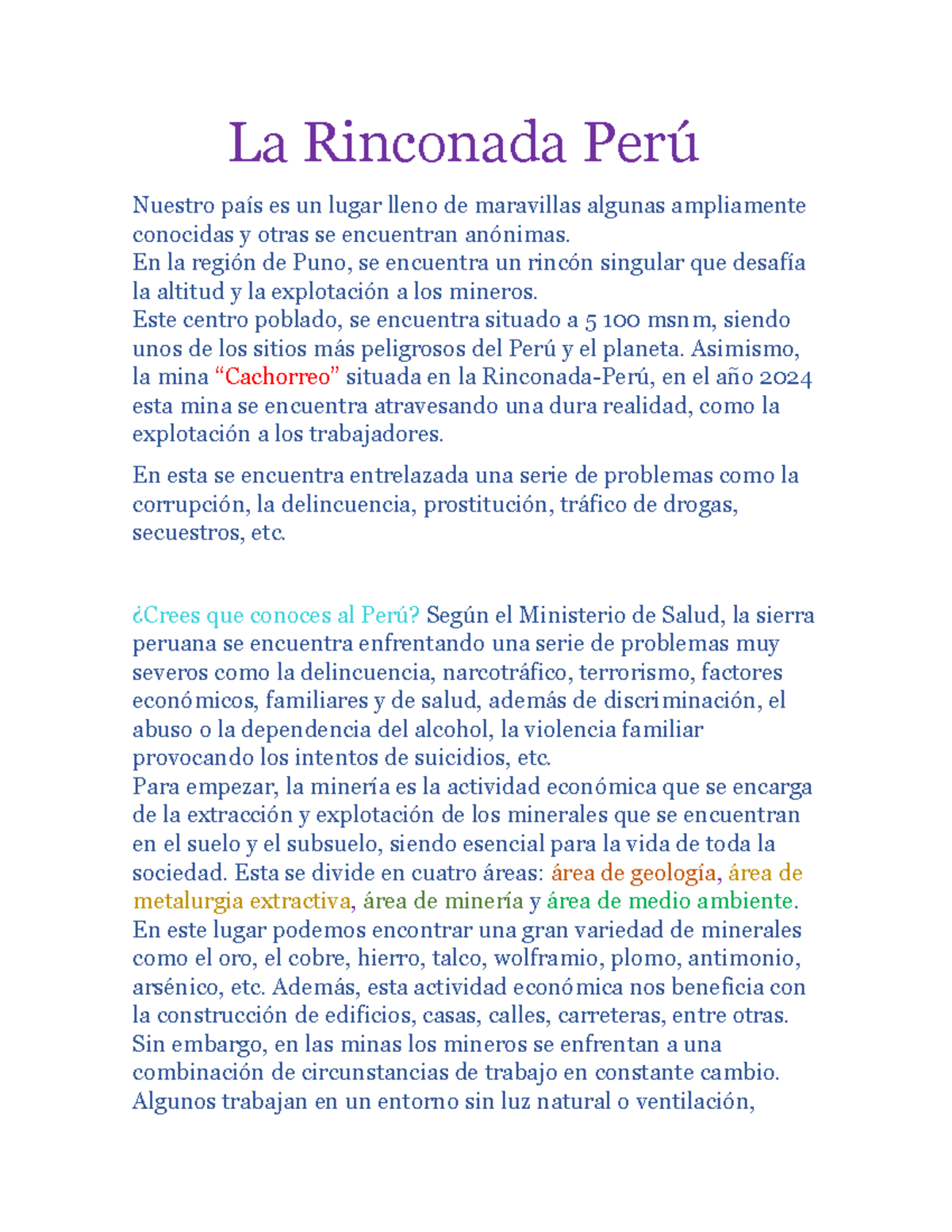 La Rinconada Perú - cool - La Rinconada Perú Nuestro país es un lugar ...