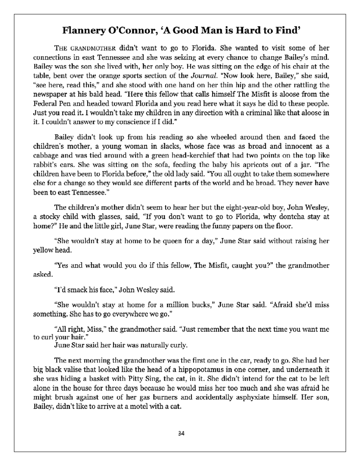 A Good Man Is Hard to Find by Flannery O'Connor — HCC Learning Web ...