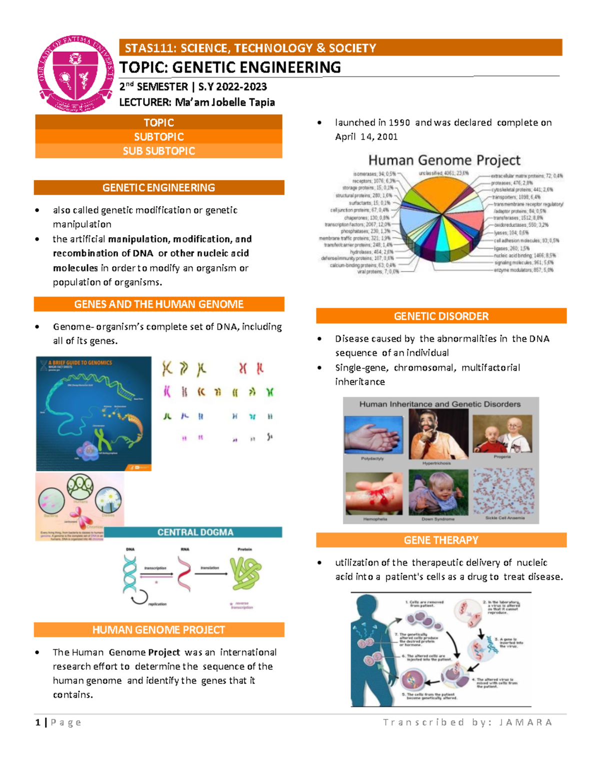 Lesson 4 - Genetic Engineering - 1 | P a g e T r a n s c r i b e d b y ...