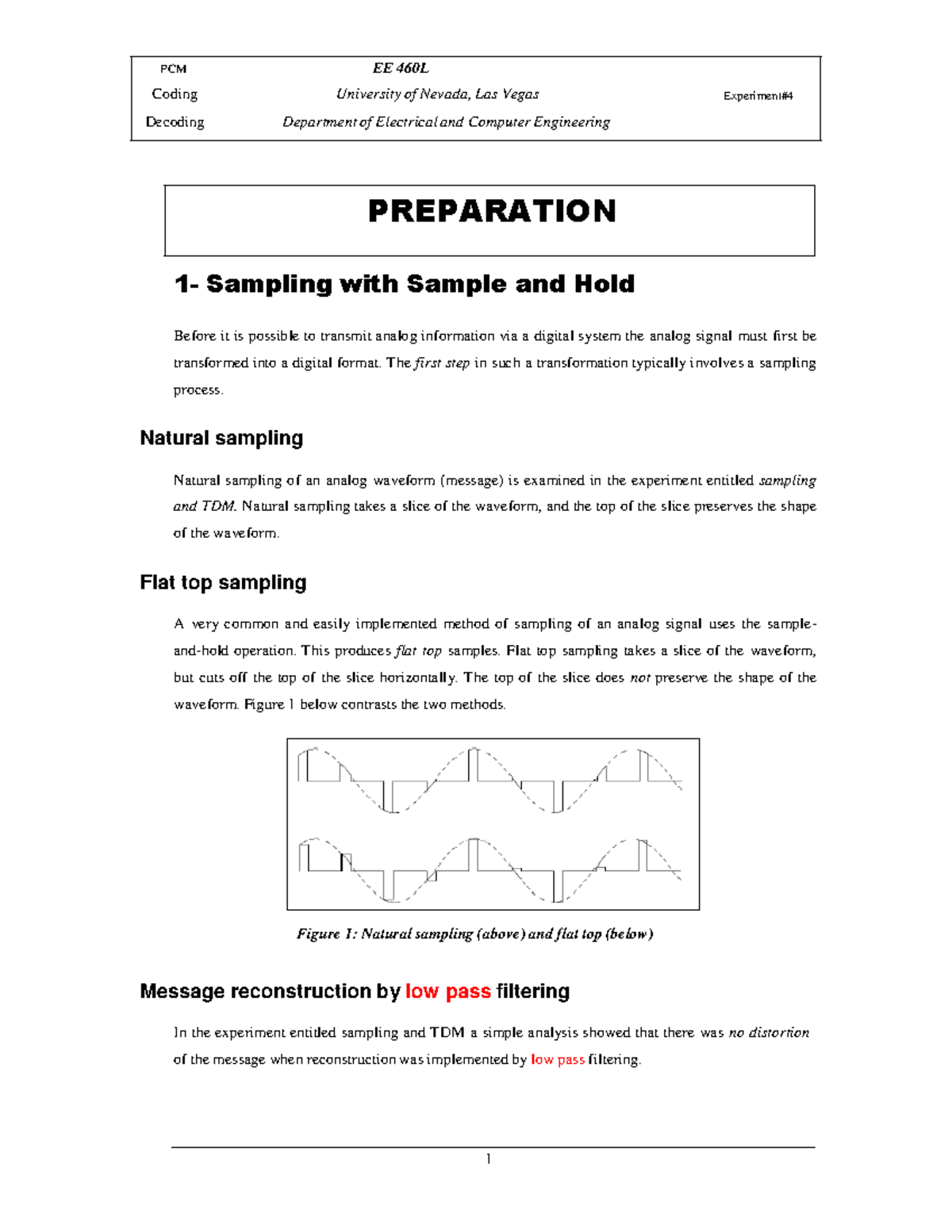 Tutorial work - 6 - Lab report - EE 460L PCM Coding Decoding University ...