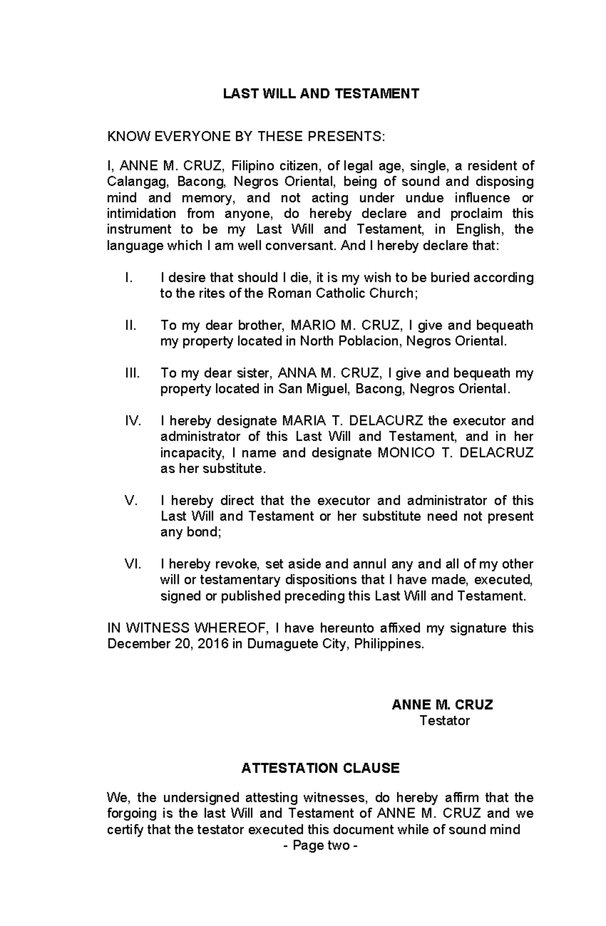 366241889-Notarial-Will - LAST WILL AND TESTAMENT KNOW EVERYONE BY ...