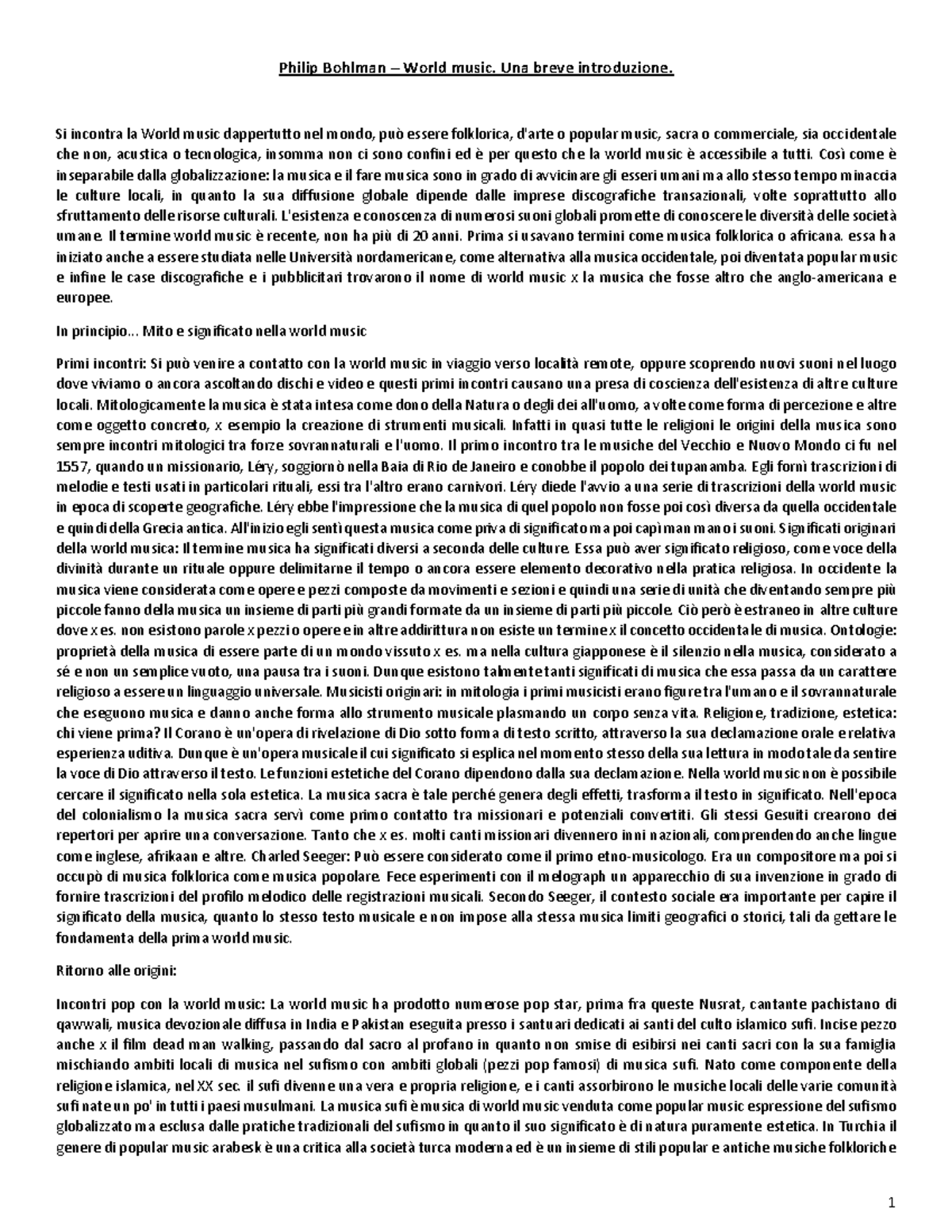 Philip Bohlman - World music - Una breve introduzione. Si incontra la ...
