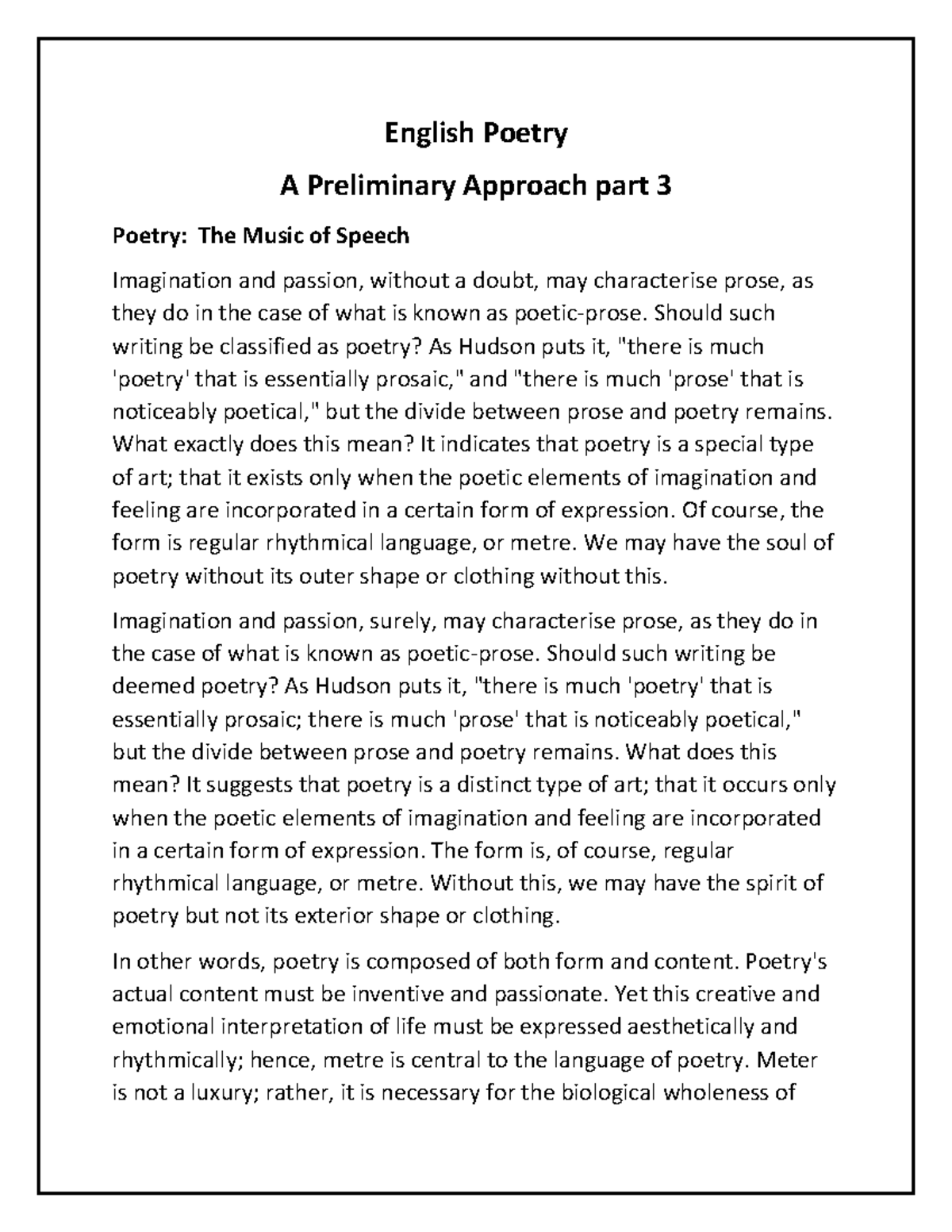 English Poetry 3 - English Poetry A Preliminary Approach part 3 Poetry ...