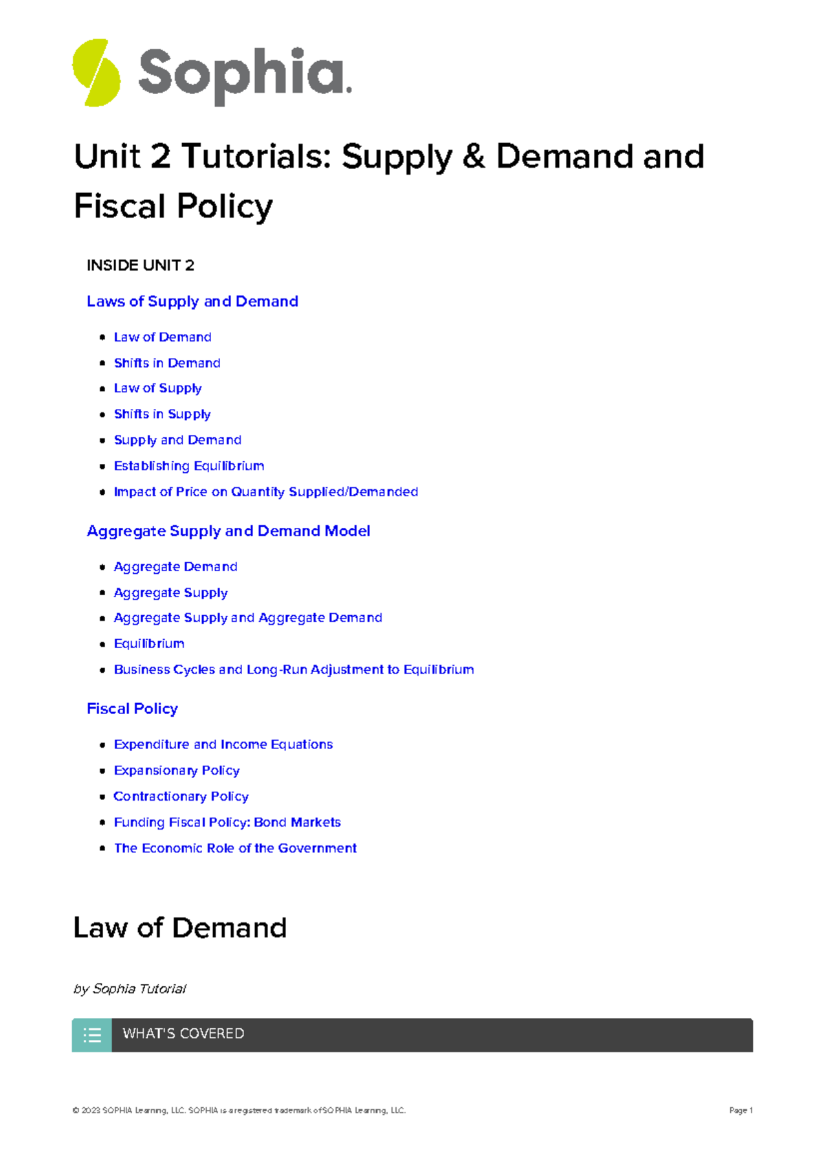 Macroeconomics unit-2-tutorials PDF1 - Unit 2 Tutorials: Supply & Demand and Fiscal Policy - Studocu