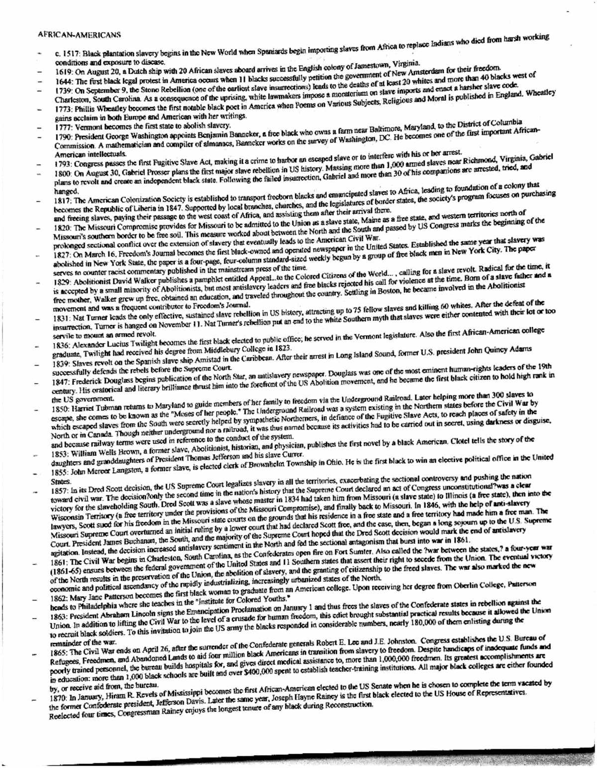 African American History terms and notes - HIST C375 - Studocu