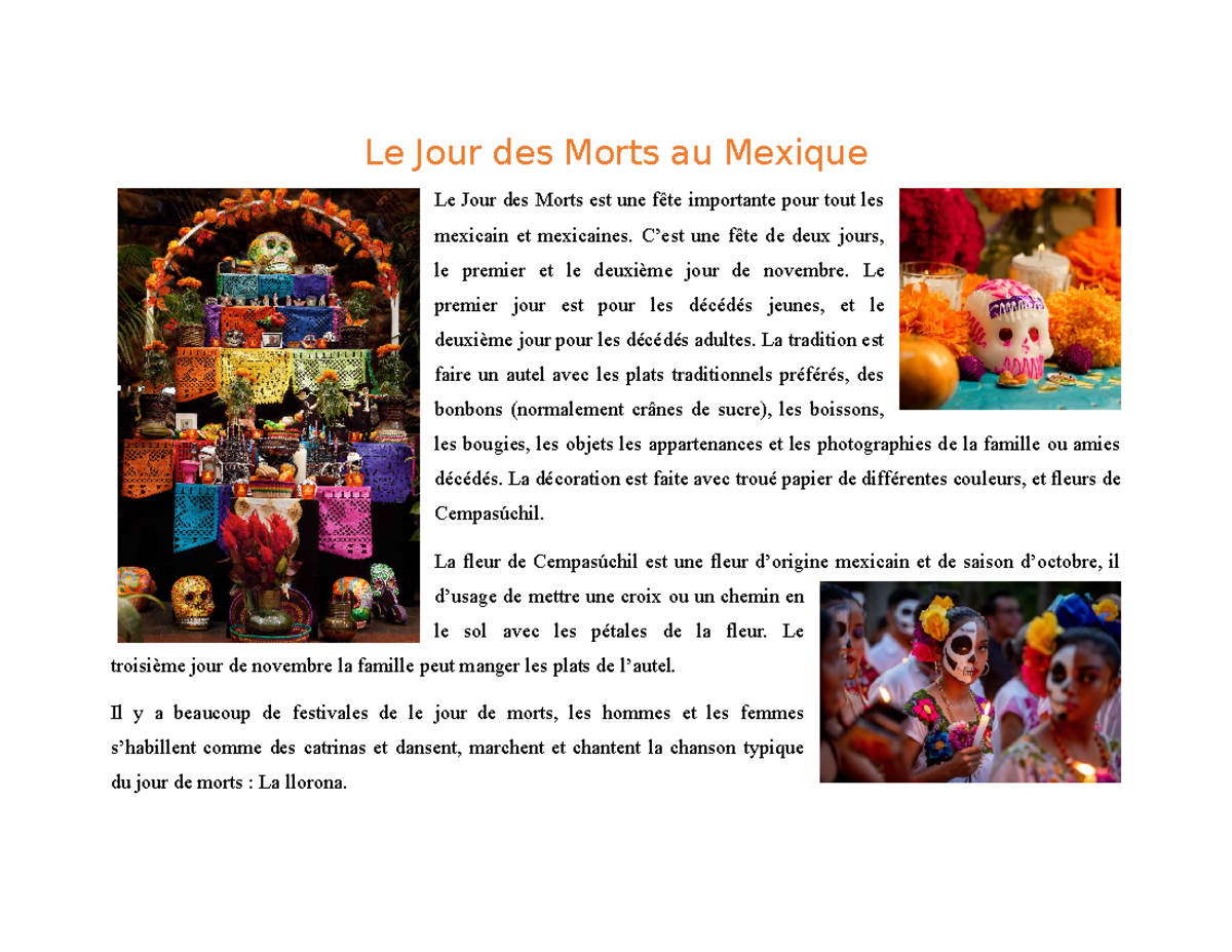 Le Jour des Morts au Mexique - C’est une fête de deux jours, le premier ...