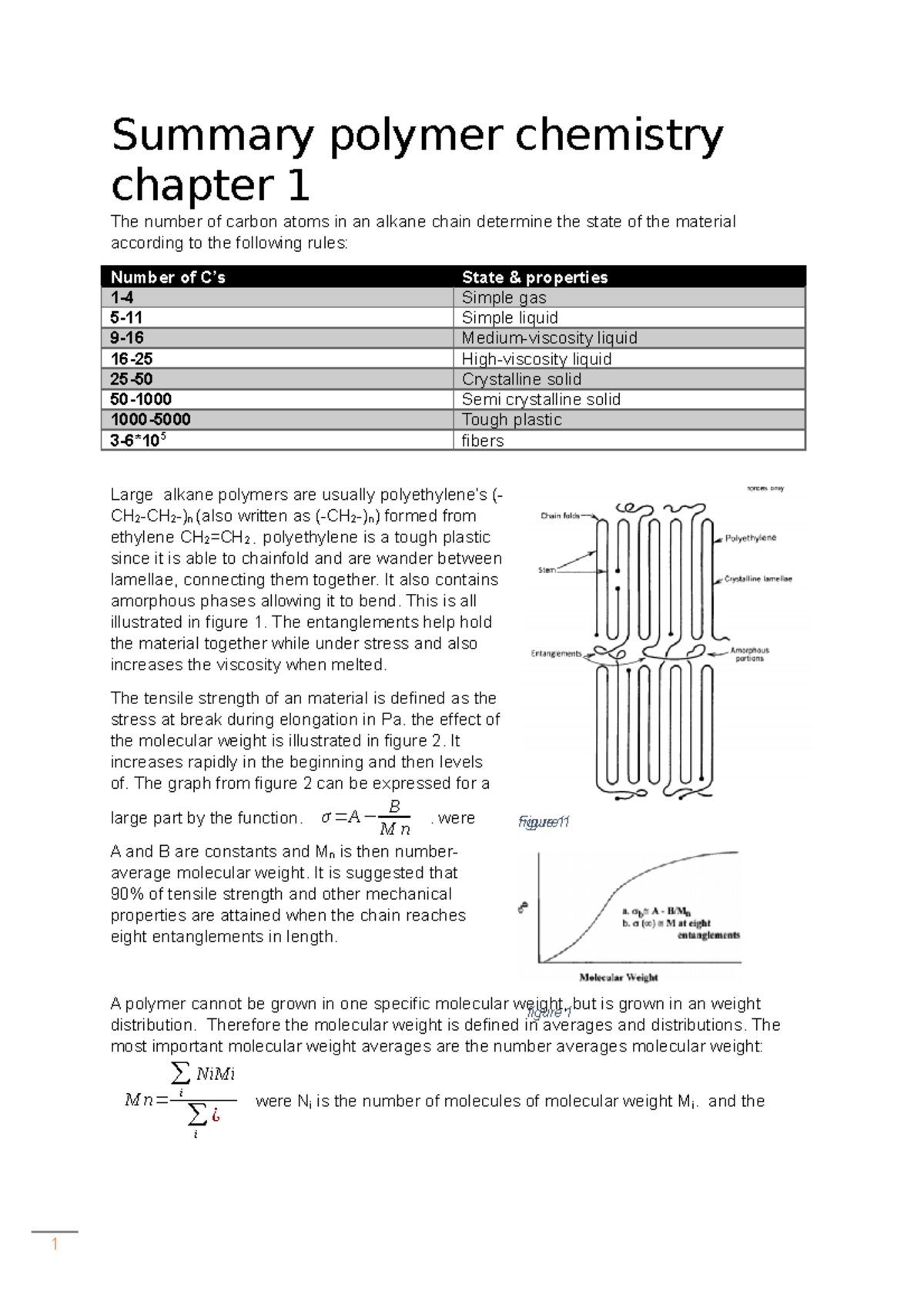 Summary polymer chemistry chapter 1 - polyethylene is a tough plastic ...