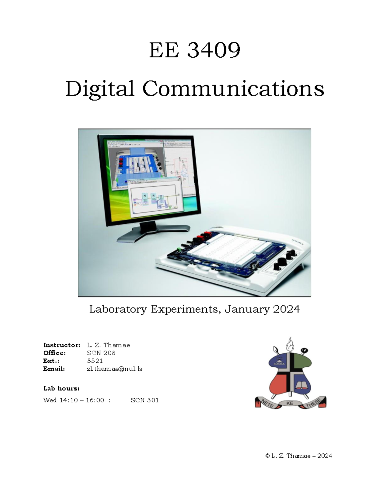 EE340 9 Lab DCM0 - Very good - © L. Z. Thamae – 2024 EE 3 409 Digital ...