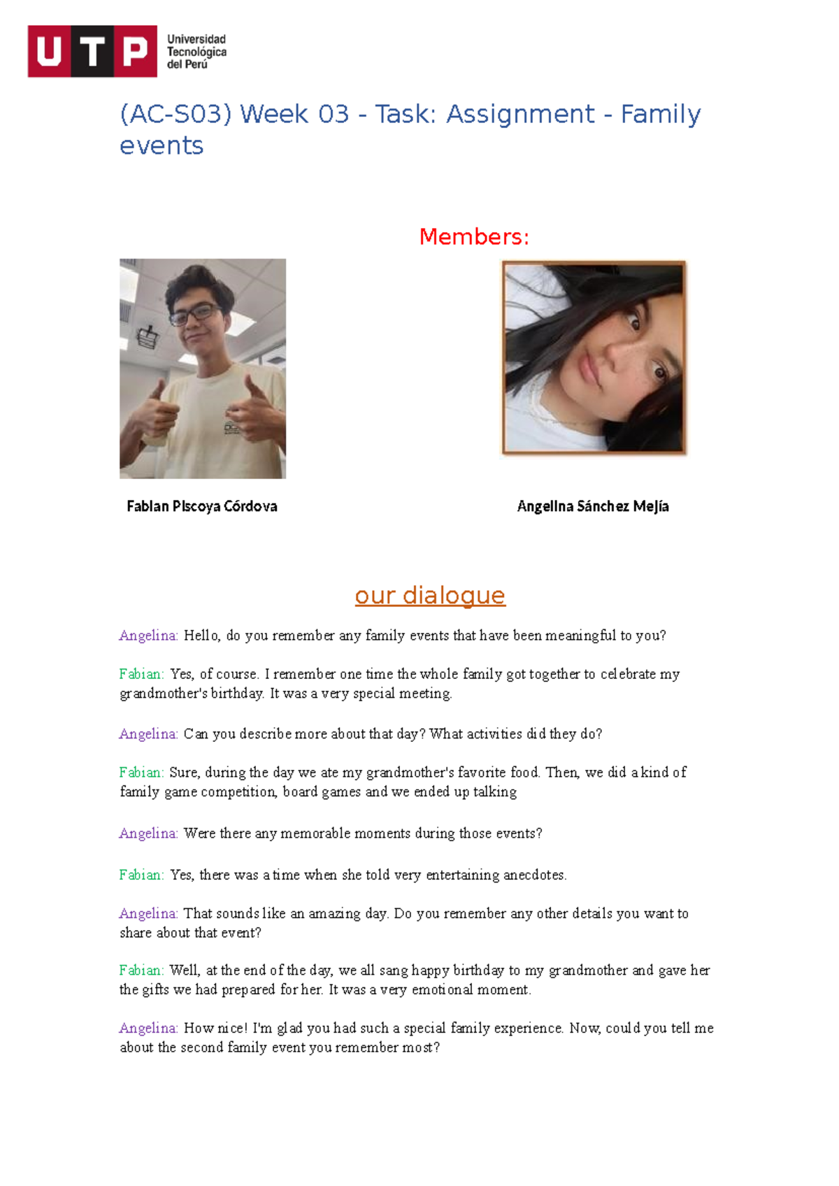 Week 03 - Task - tarea - (AC-S03) Week 03 - Task: Assignment - Family events Members: Fabian ...