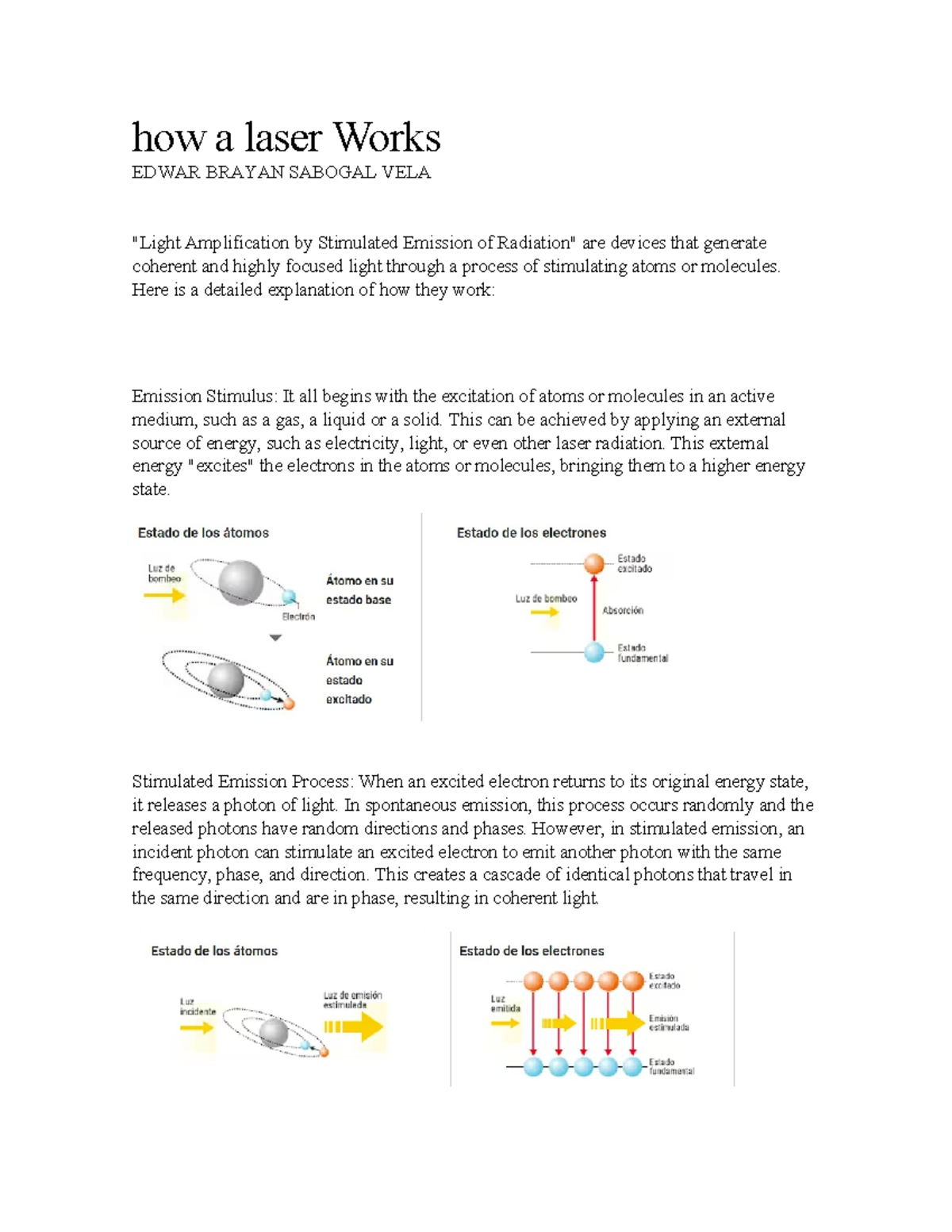 How a laser Works - how a laser Works EDWAR BRAYAN SABOGAL VELA "Light ...
