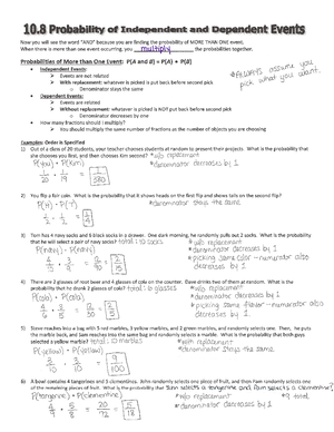 Special Multiplication Rule of probability lecture notes ...