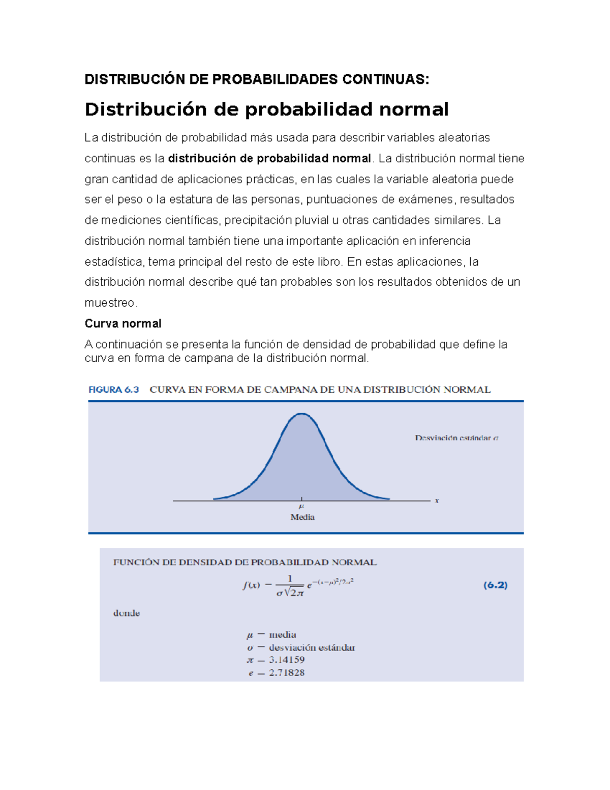 Distribución de Probabilidades Continuas Normal - DISTRIBUCIÓN DE ...