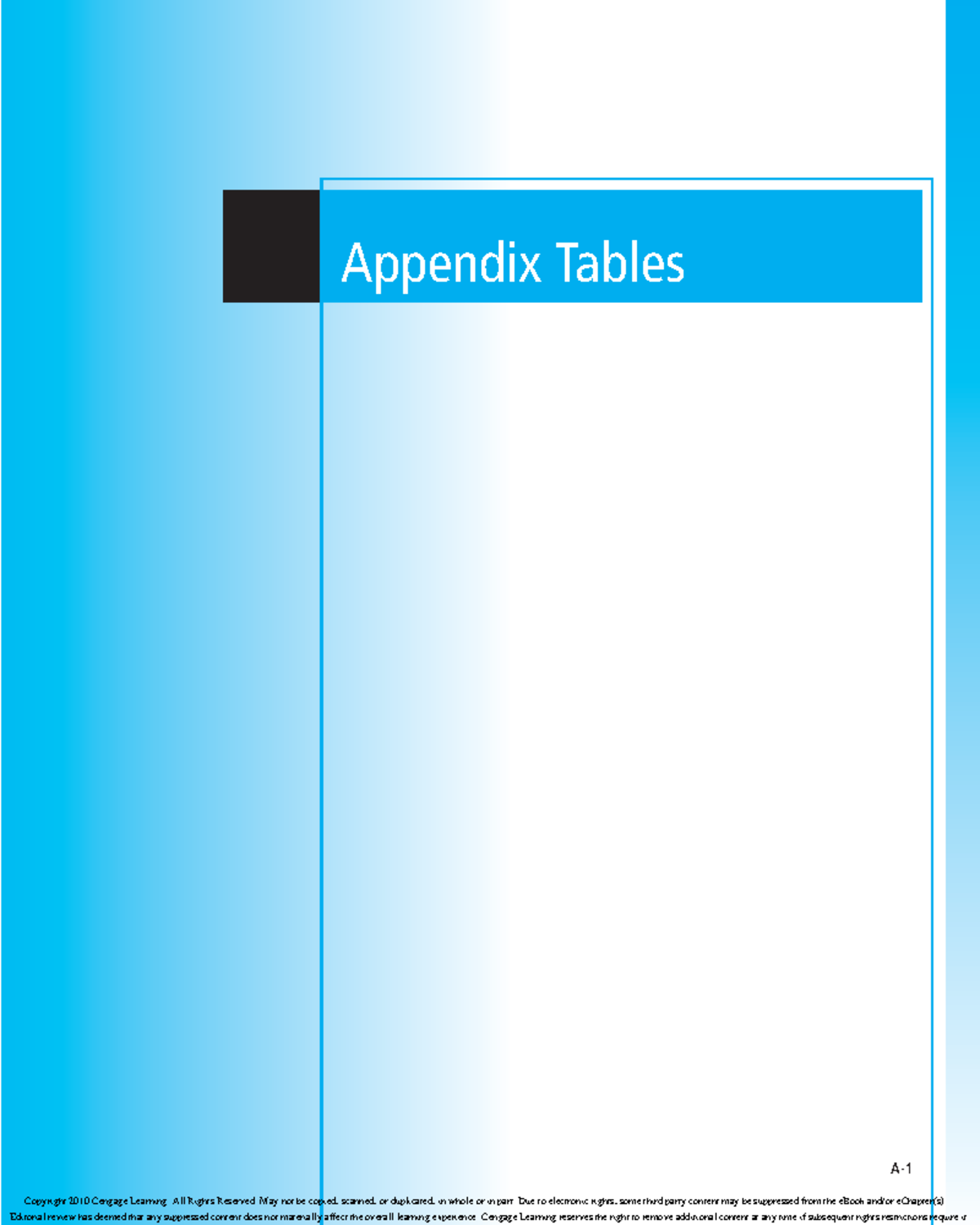 Appendix Tables - anh van - A- Appendix Tables Copyright 2010 Cengage ...