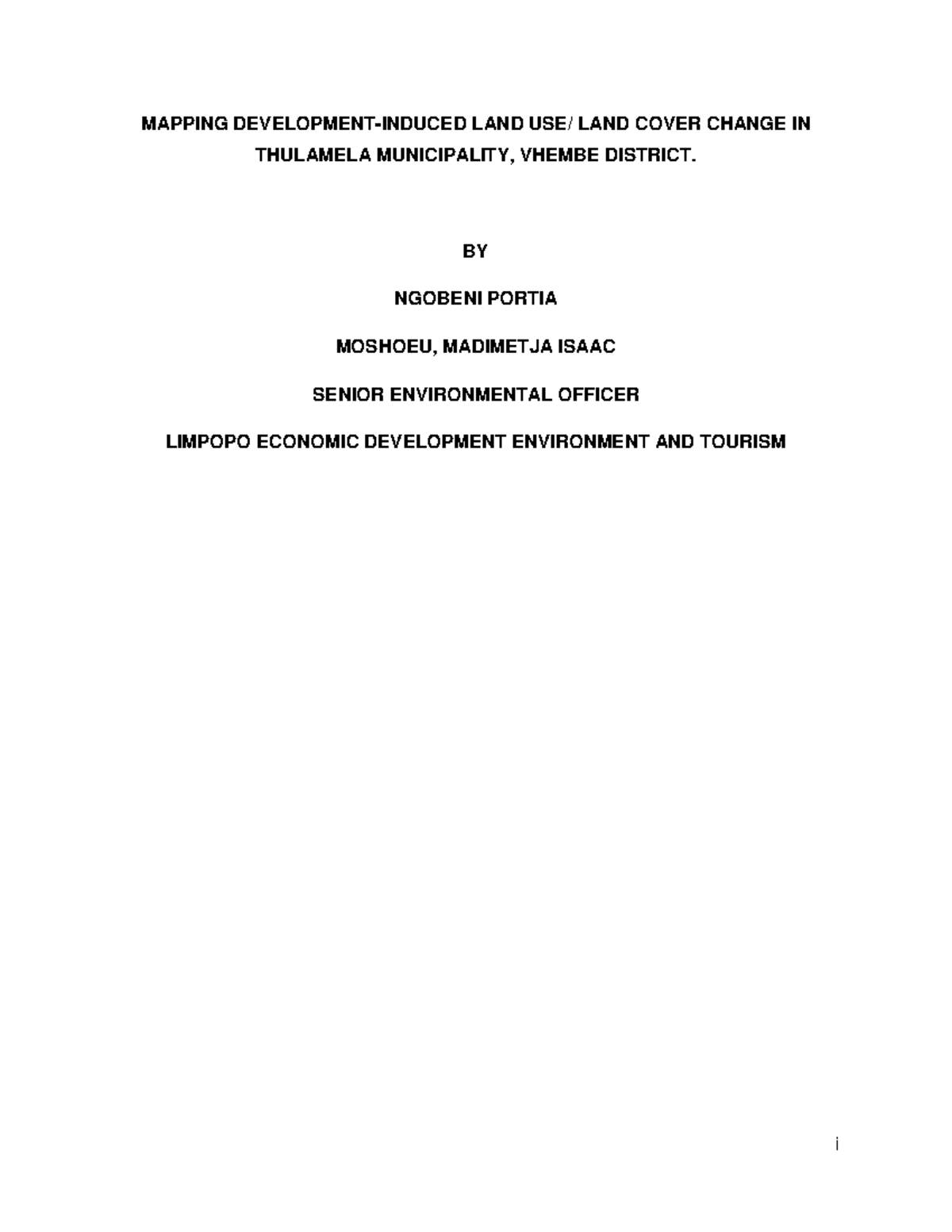 Change detection research - i MAPPING DEVELOPMENT-INDUCED LAND USE ...