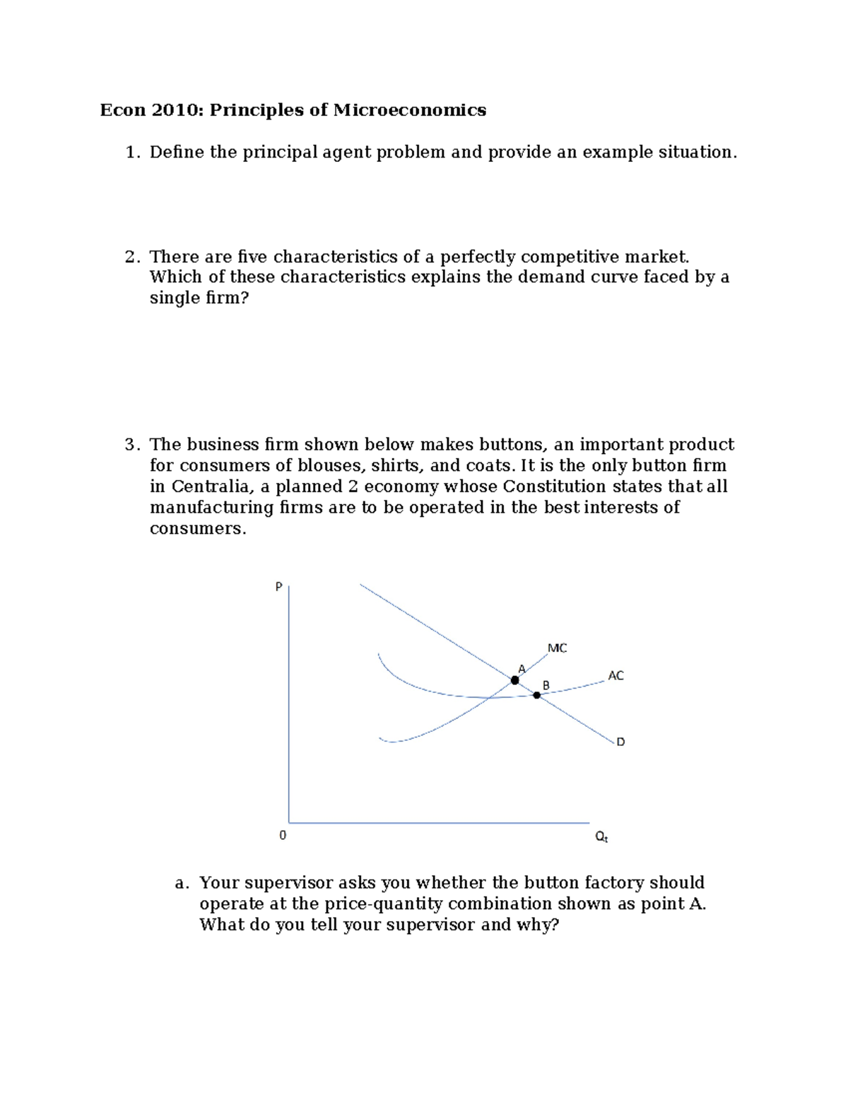 HW 5 - Study Prep for Econ 201 Midterm 2 - Econ 2010: Principles of ...